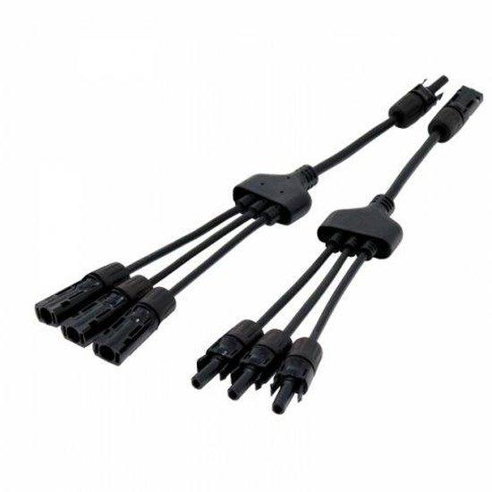 Pair of 3-to-1 MC4 cable assemblies for solar panels and photovoltaic ...